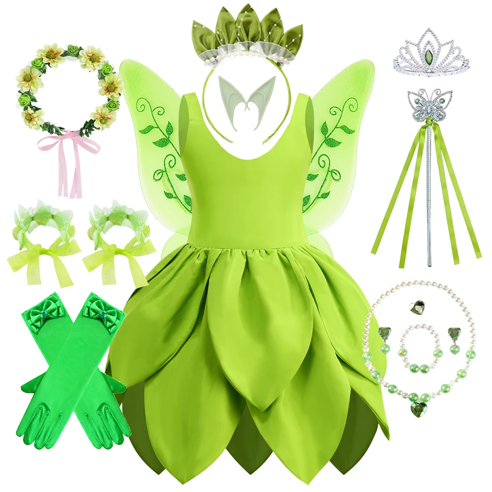 Girls-Tinkerbell-Costume-Kid-Green-Fairy-Princess-Fancy-Tinkerbell ...