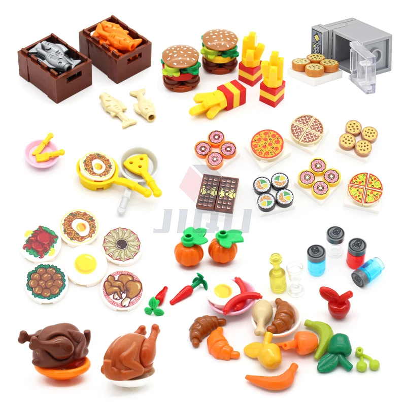 Mini-Food-Building-Blocks-Pe-as-Acess-rios-de-Cozinha-Hamb-rguer-Pizza ...