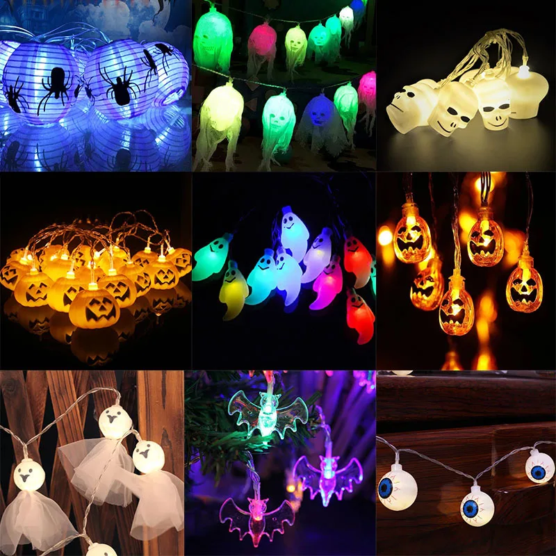 Halloween-Led-String-Lights-Pumpkin-Skull-Hand-Bat-Maple-Leaves-Garland ...