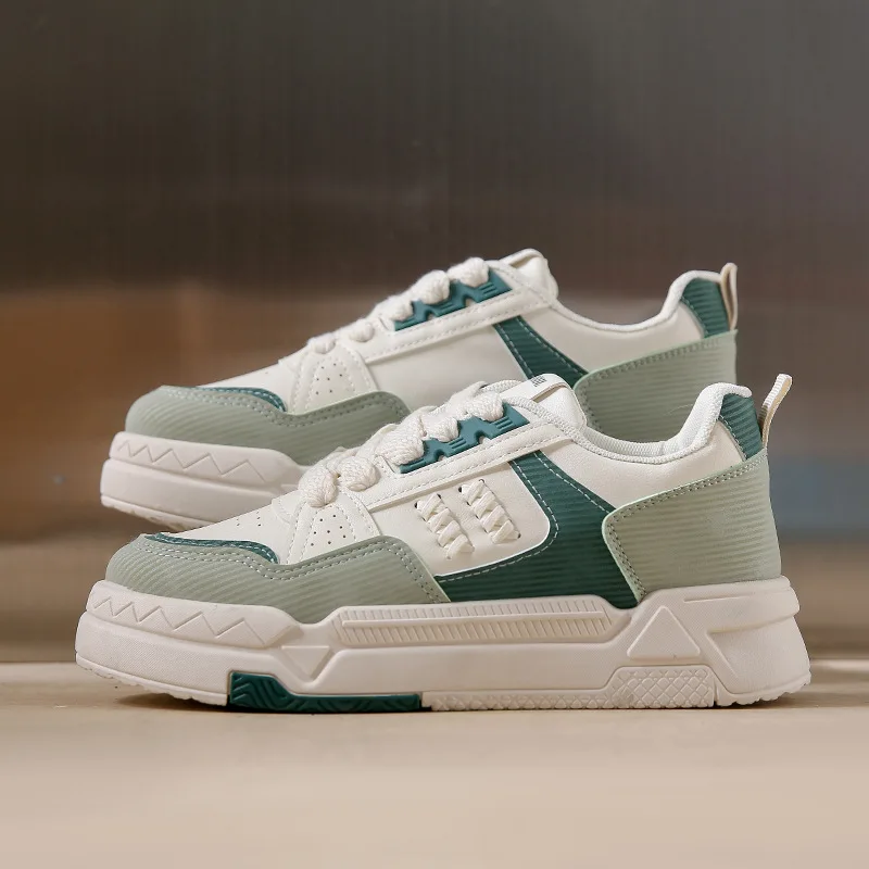 Women-s-Student-Board-Shoes-2024-Autumn-New-PU-Leather-Thick-Sole ...