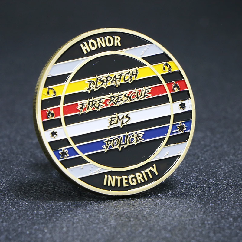 Dispatch Fire Rescue Ems Police Honor Gold Commemorative Challenge Coin ...