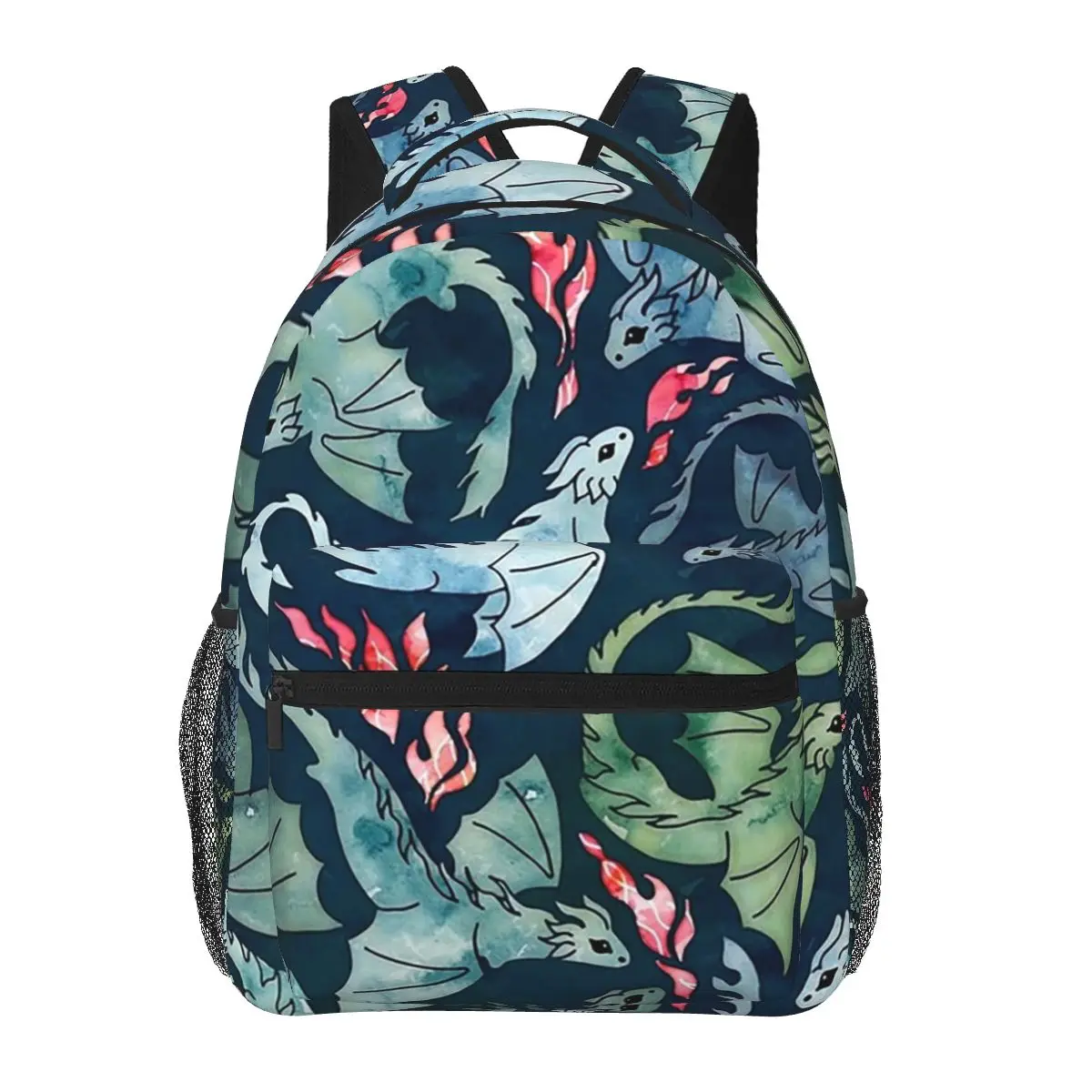 Dragon-Fire-Dark-Blue-And-Green-Backpacks-Boys-Girls-Bookbag-Children ...