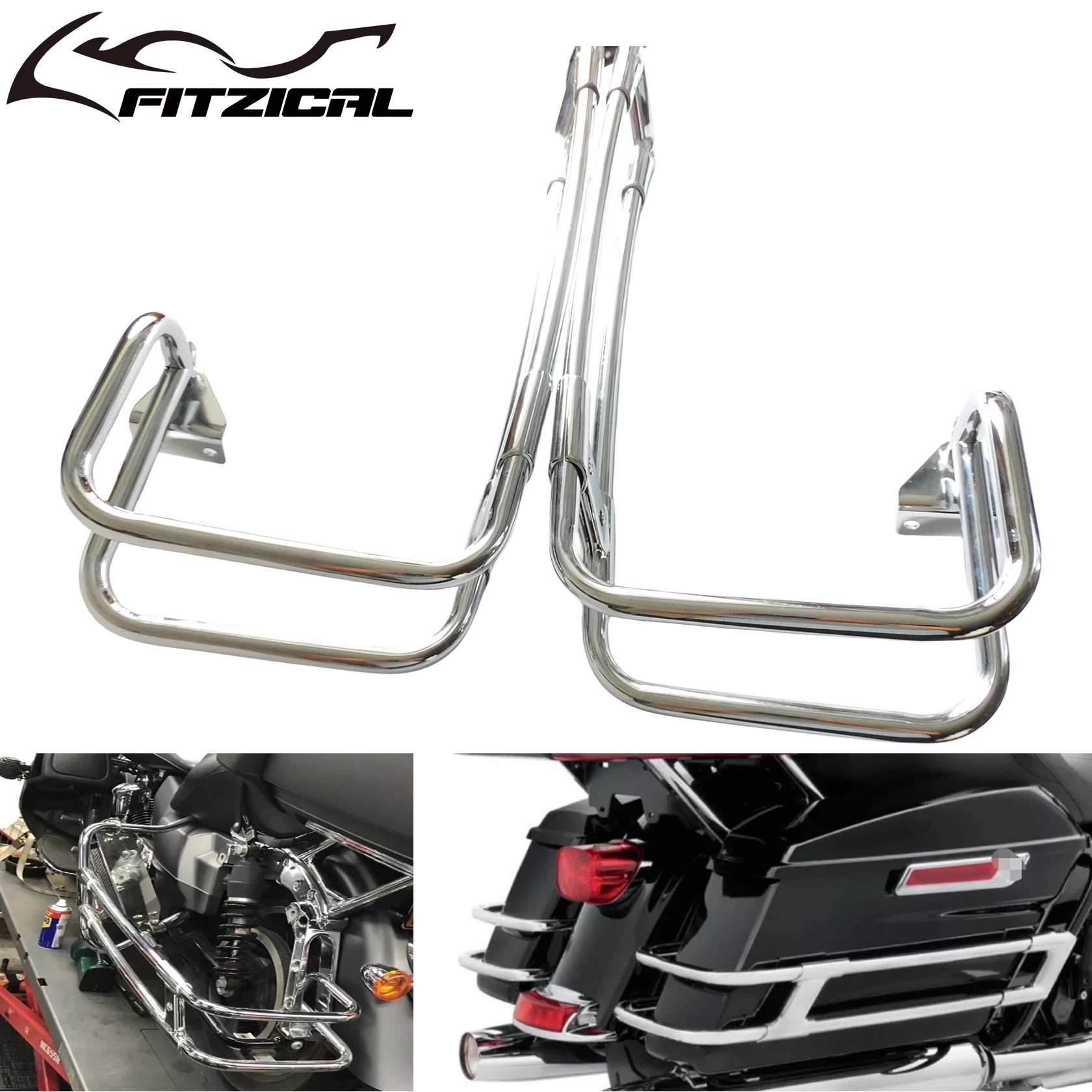 Motorcycle-Chrome-Saddlebag-Guard-Rails-For-Harley-Touring-Road-King ...