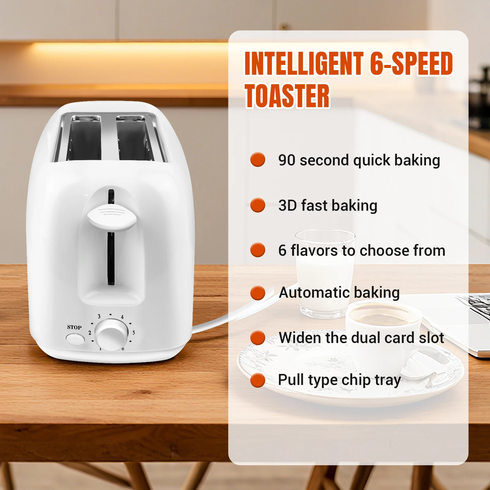 Bread Toaster 2 Slice with Wide Slots, 6 Browning Settings, High Lift ...