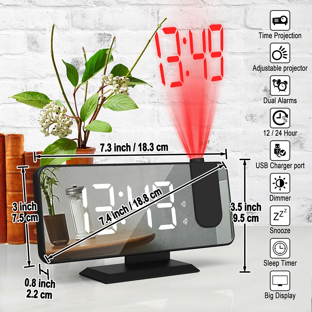 FM Radio LED Digital Smart Alarm Clock Watch Table Electronic Desktop ...