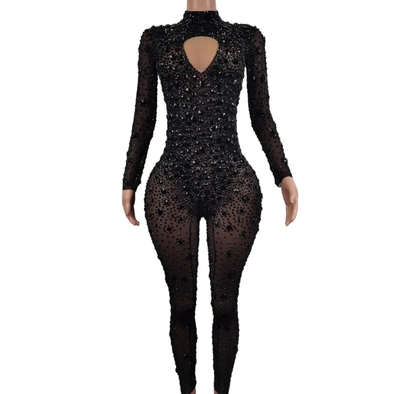 Sexy-Rhinestones-Black-Long-Sleeve-Jumpsuit-Women-Performance-Crystal ...
