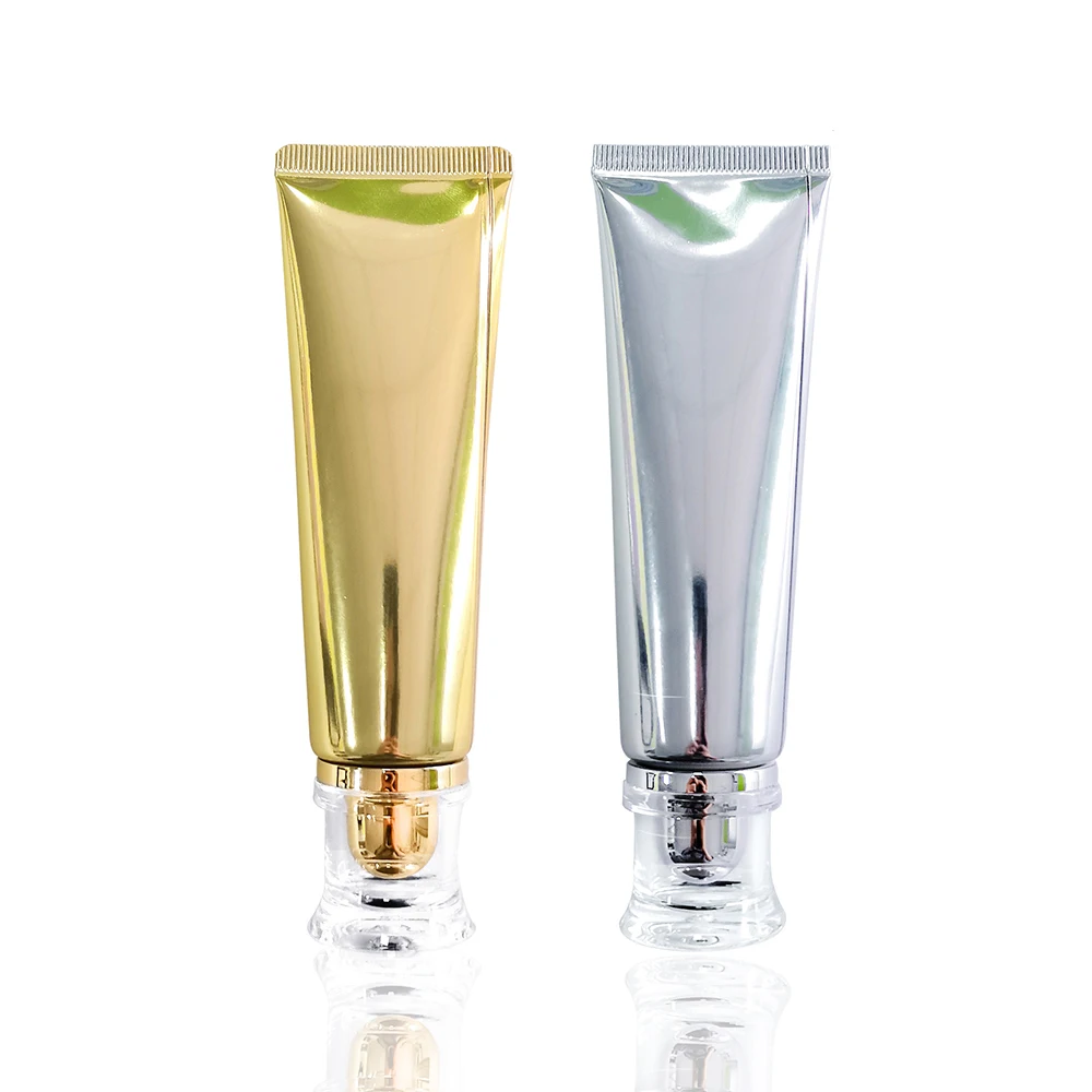 20Pcs 50ML Gold Silver Aluminum Plastic Empty Tubes Refillable Shampoo ...