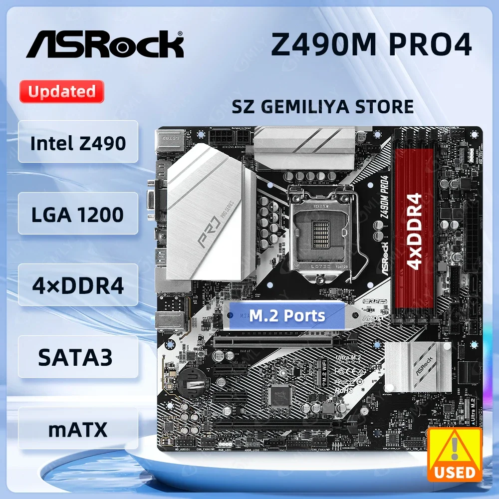 ASRock Z490M Pro4 Motherboard DDR4 LGA 1200 Intel Z490 PCIe 3.0 M.2 ...