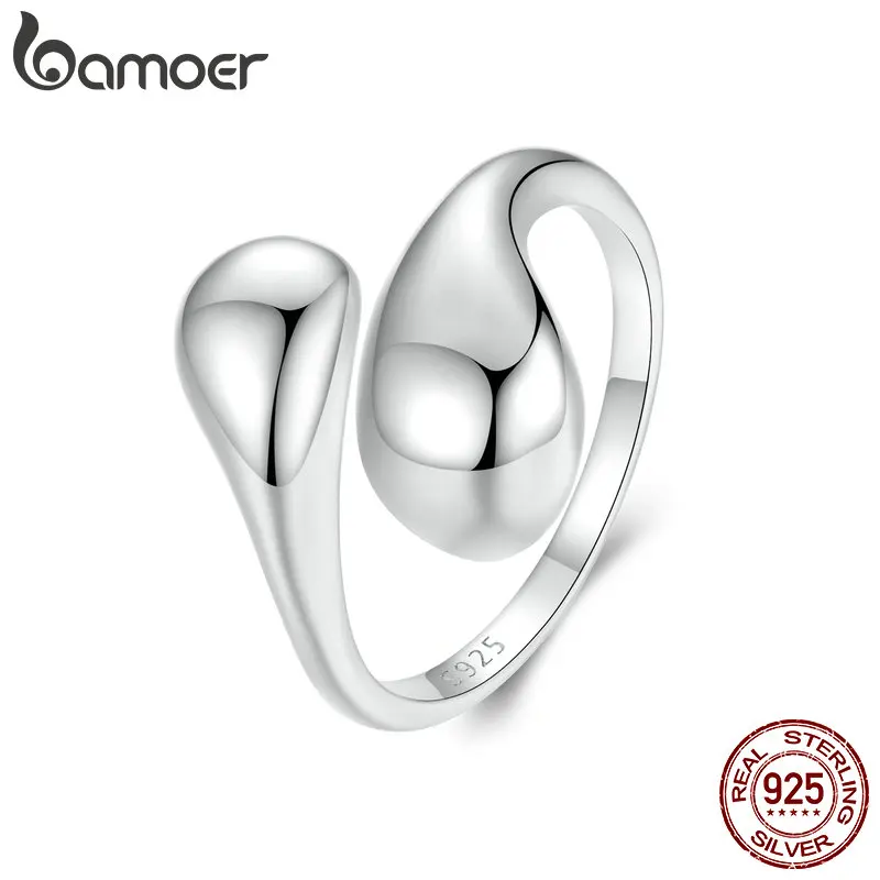 BAMOER-925-Sterling-Silver-Adjustable-Water-Droplet-Rings-Handmade-High-Polished-Thumb-Band ...