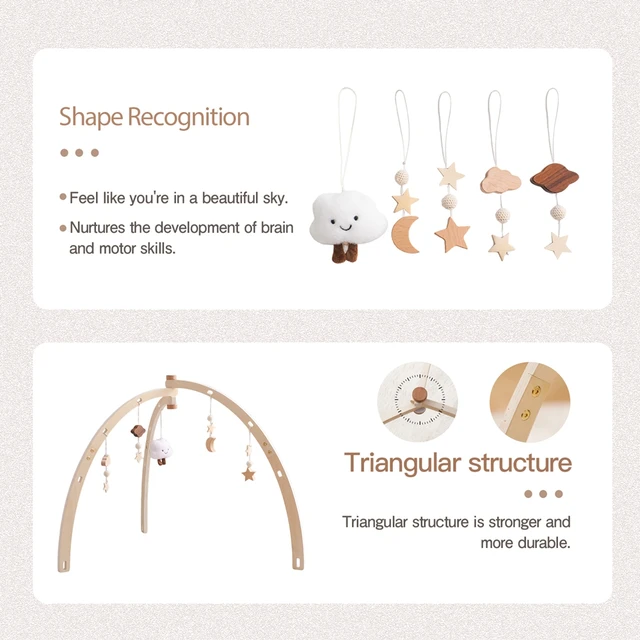 Baby Wooden Triangle Gym Rack Splint Newborn Activity Gym Frame Star ...