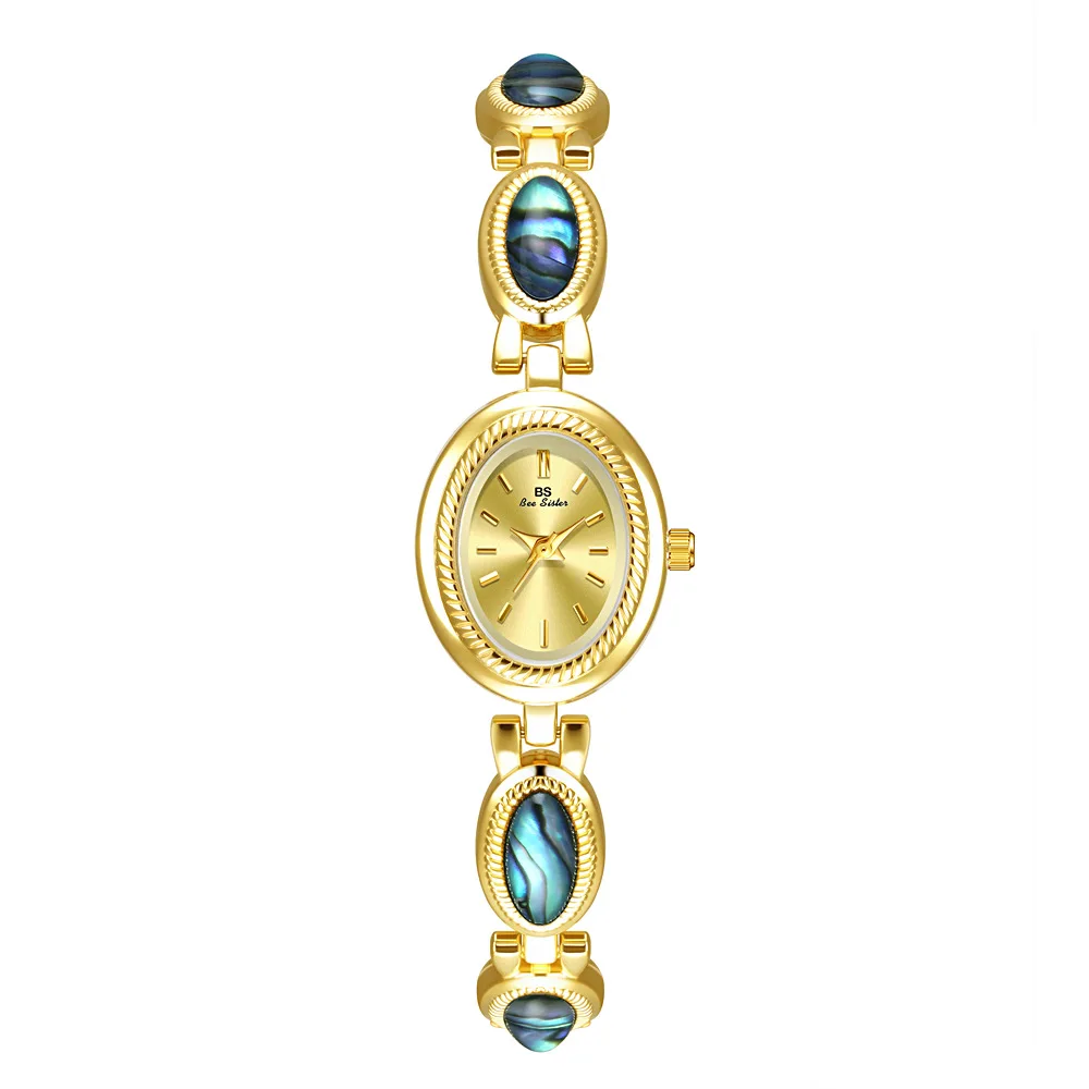 NEW Woman Watch Luxury Brand Colorful Shell Vintage Wristwatch Gold ...