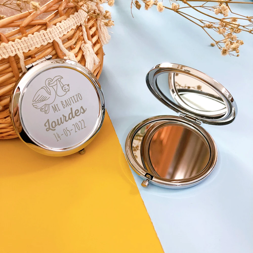10pcs Personalized Metal Compact Mirrors Baby Baptism Favor Custom ...