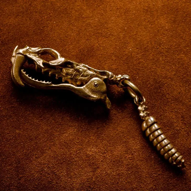 Pure-Copper-Made-Old-Snake-Skull-Rattlesnake-Tail-Keychain-Retro ...