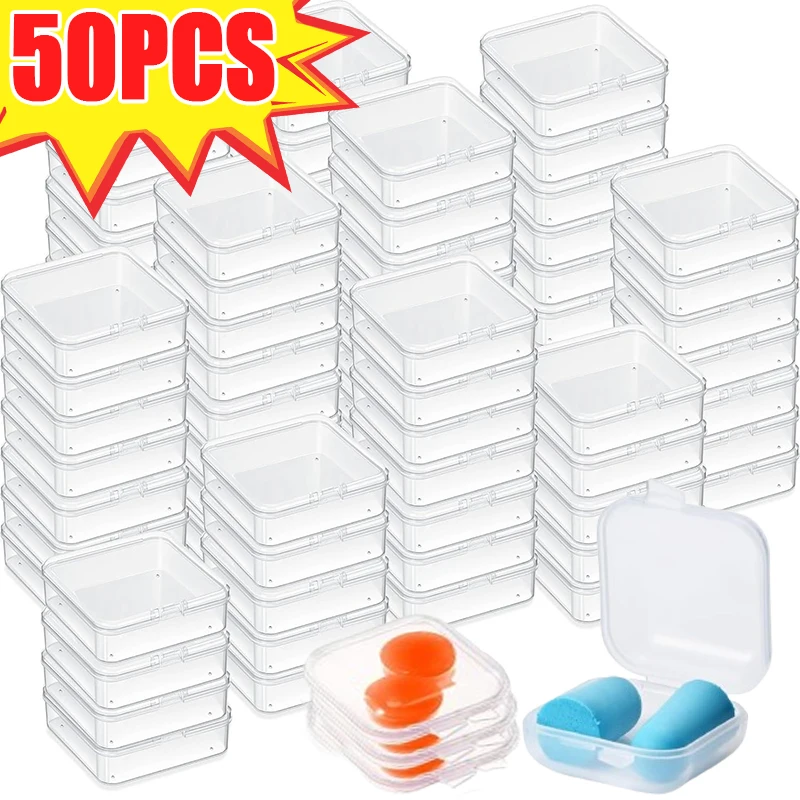 1-50PCS-Mini-Transparent-Plastic-Storage-Box-For-Earplugs-Earphones ...
