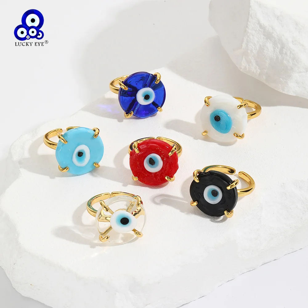 Lucky-Eye-Drop-Oil-Glass-Turkish-Evil-Eye-Ring-Adjustable-Gold-Color ...