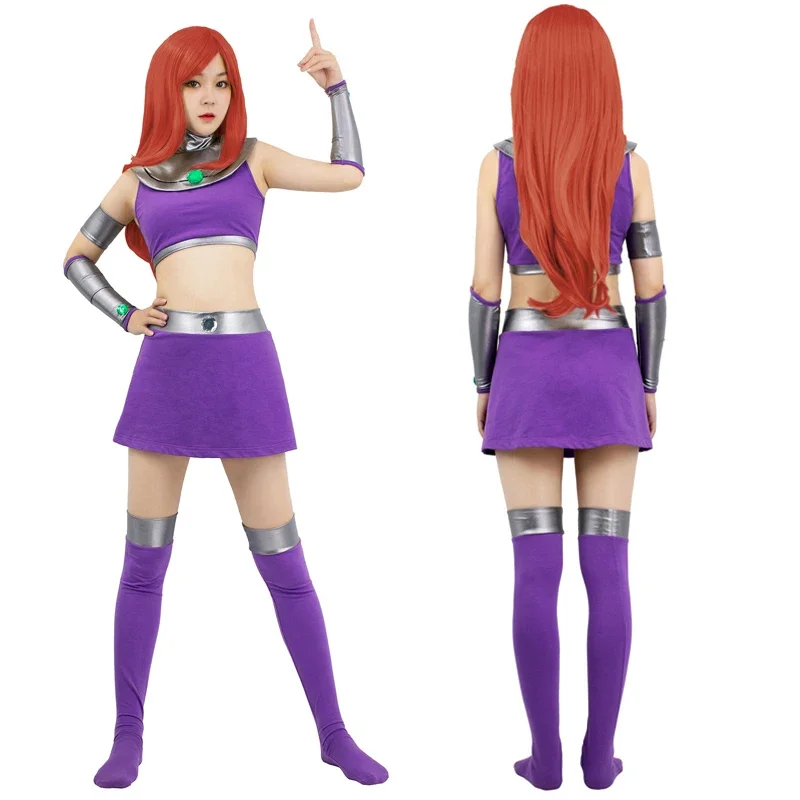 Disfraz de Cosplay de Anime Starfire para mujer, disfraz de Carnaval de ...
