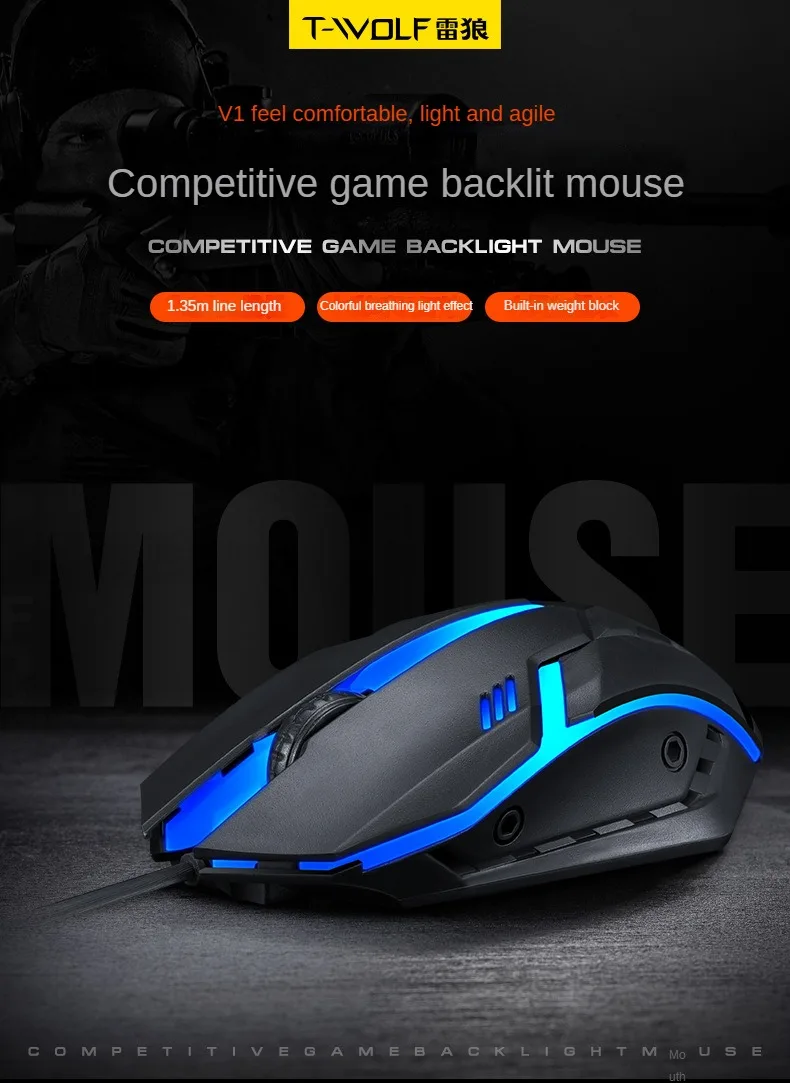Mouse Optico Gamer TWOLF V1 RGB Negro USB TWOLF | falabella.com