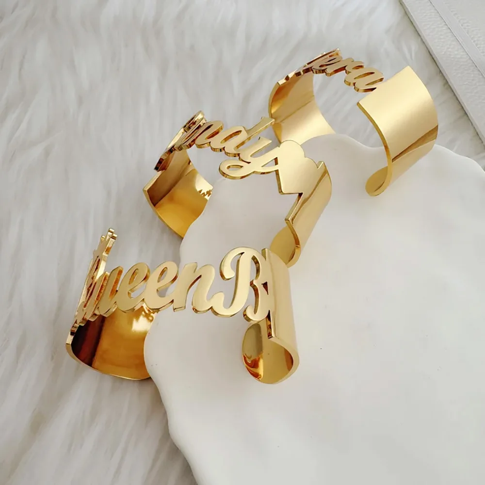 Custom-Name-Stainless-Steel-Bracelet-Personalized-Letter-Open-Large ...