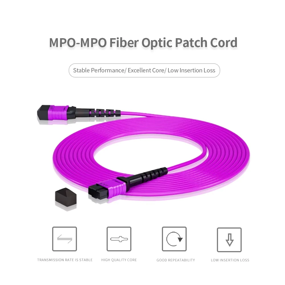 40G/100G MPO(Female) to MPO(Female) OM4 8-cores Multimode Fiber Jumper ...