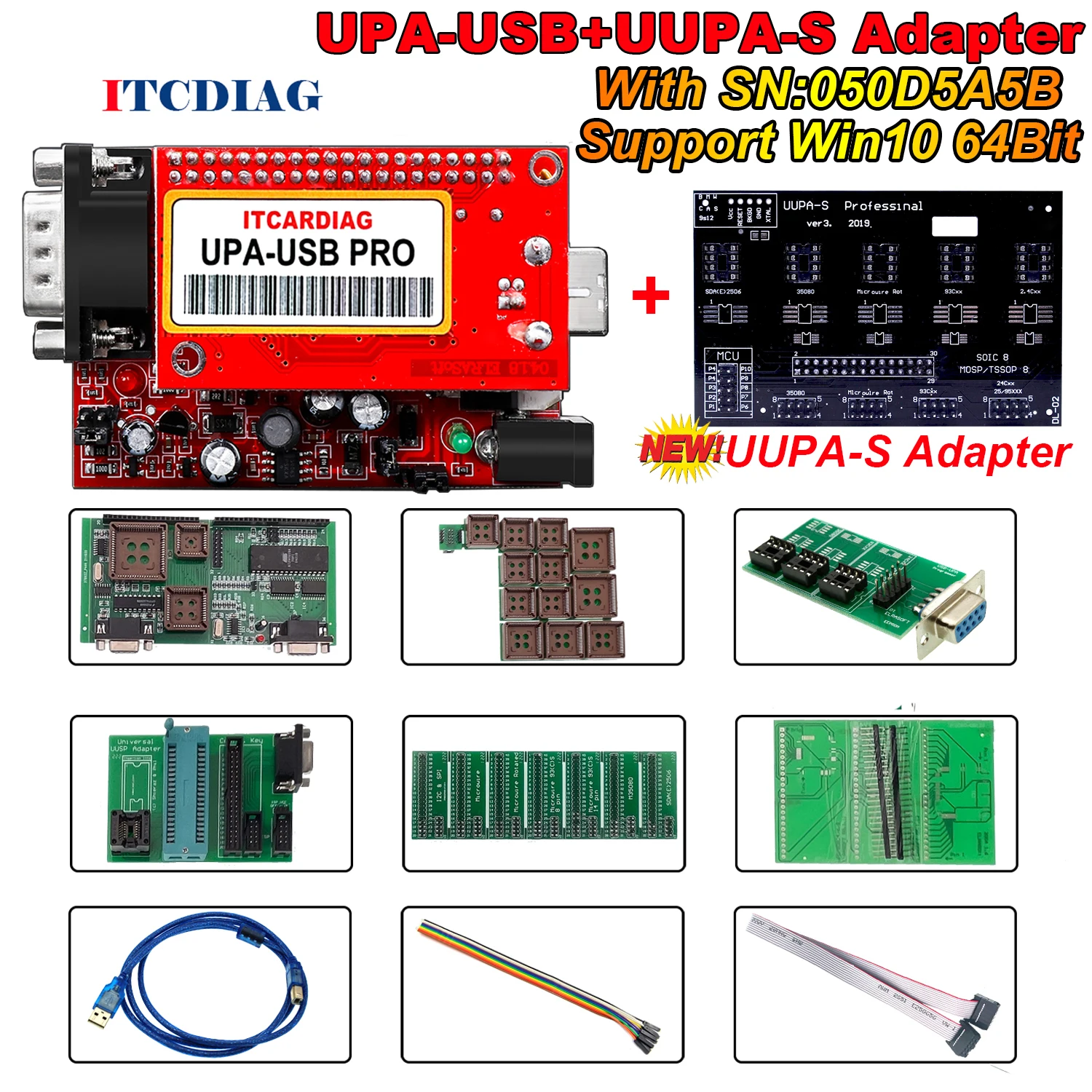 NEW SN : 050D5A5B UPA-USB V1.3 ECU Chip Tunning Tool Programmer with NEC Functions with UUPA-S ...