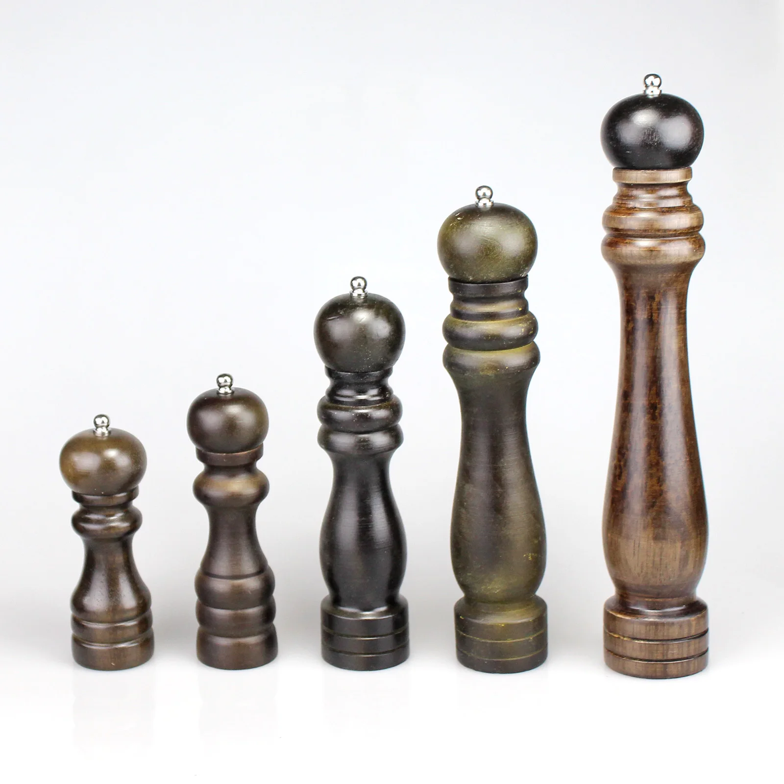 Hand Driven Dark Color Wood Pepper Grinder Wooden Salt Mill Portable ...