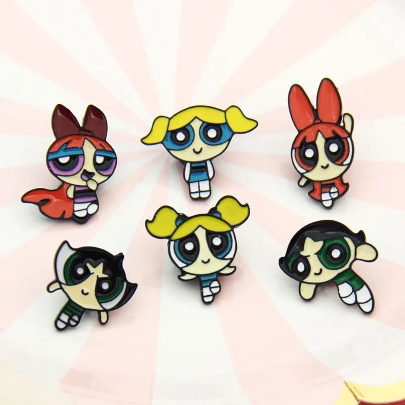 Powerpuff-Girls-Anime-Lapel-Pin-Badges-on-Backpack-Metal-Enamel-Brooch ...