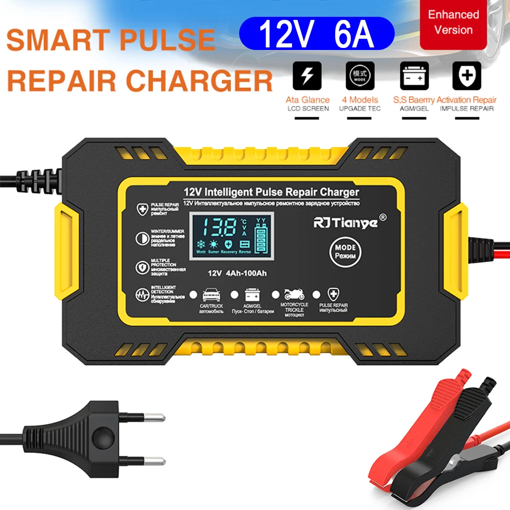 12V-6A-Car-Battery-Charger-Pulse-Repair-LCD-Display-Smart-Fast-Charge ...
