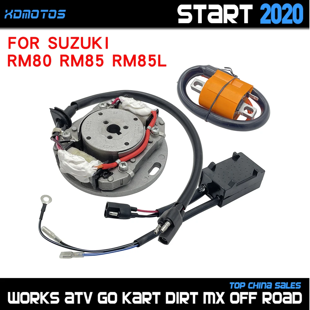 Motorcycle Ignition Coil Rotor Stator Magneto CDI Box Set For Suzuki RM ...