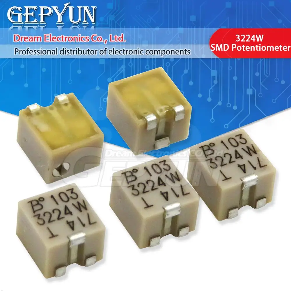 5pcs 3224W Adjustable Precision Potentiometer 100 200 500 R Ohm 1K 2K ...
