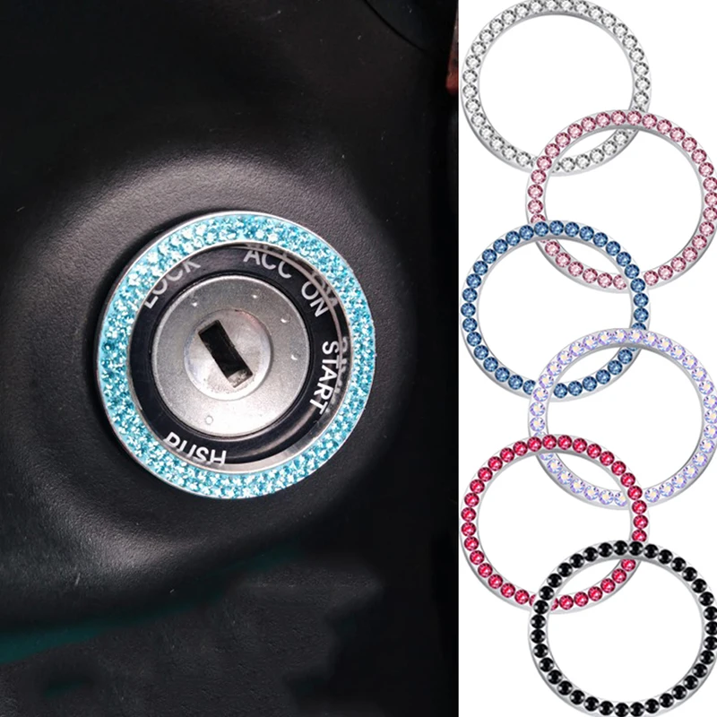 2Pcs-Start-Button-Decorative-Ring-Car-Ignition-Handmade-Sticker-Switch ...