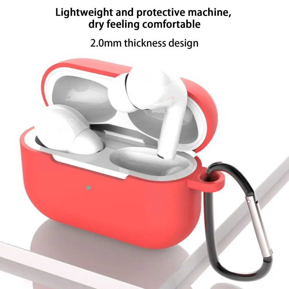 Earphone-Case-with-Carabiner-Shockproof-Dirt-resistant-Solid-Color ...