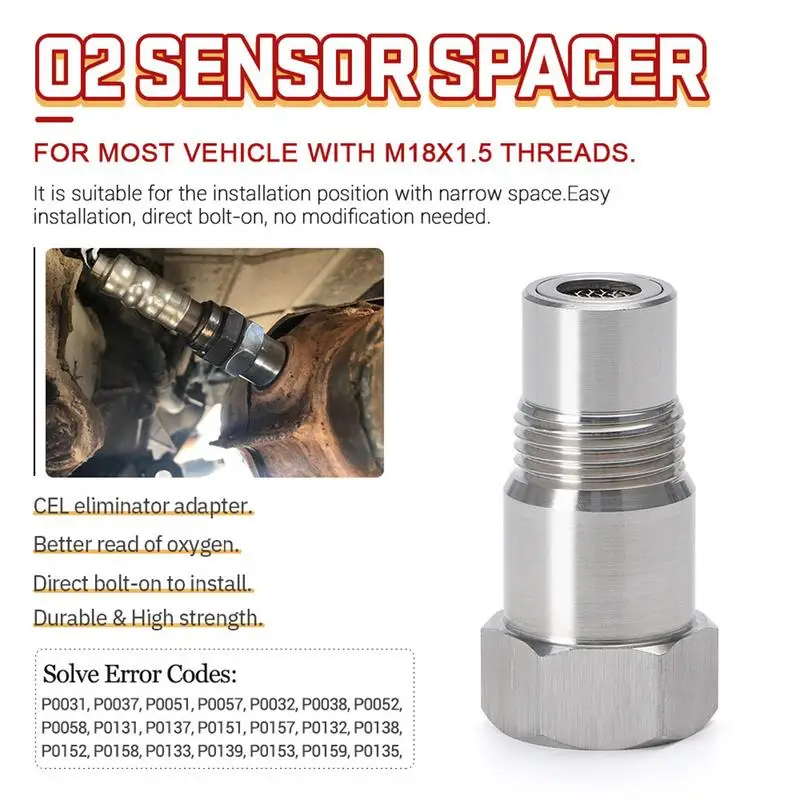 Oxygen O2 Sensor Thread Adapter Stainless Steel M18X1.5 Sensor Spacer ...