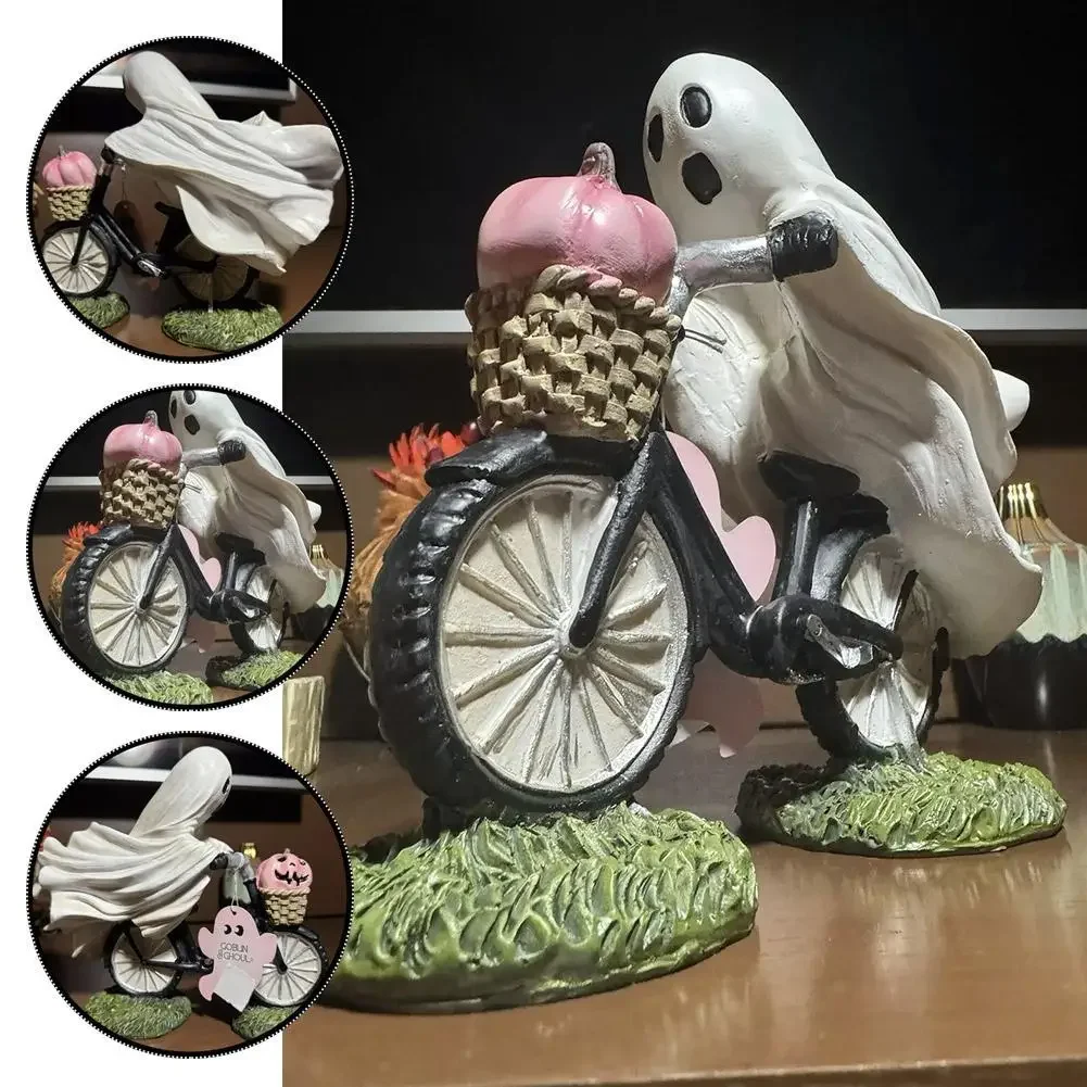 Ghost-Bike-Rider-With-Pink-Pumpkin-Halloween-Garden-Decoration-Resin ...