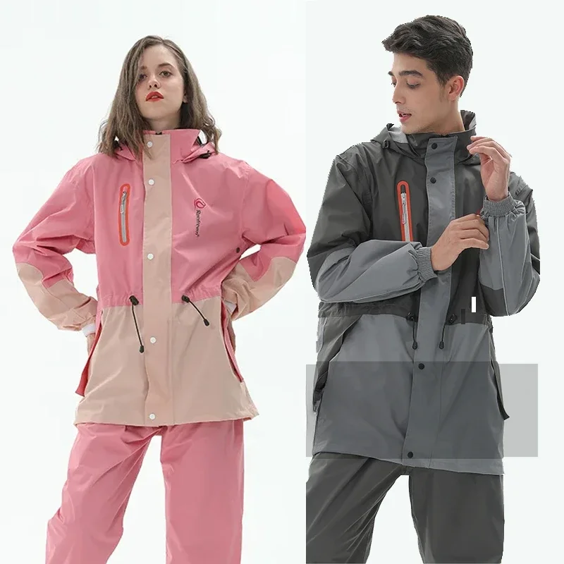 Split-Raincoat-Jacket-Rain-Pants-Suit-Adult-Waterproof-Outdoor ...