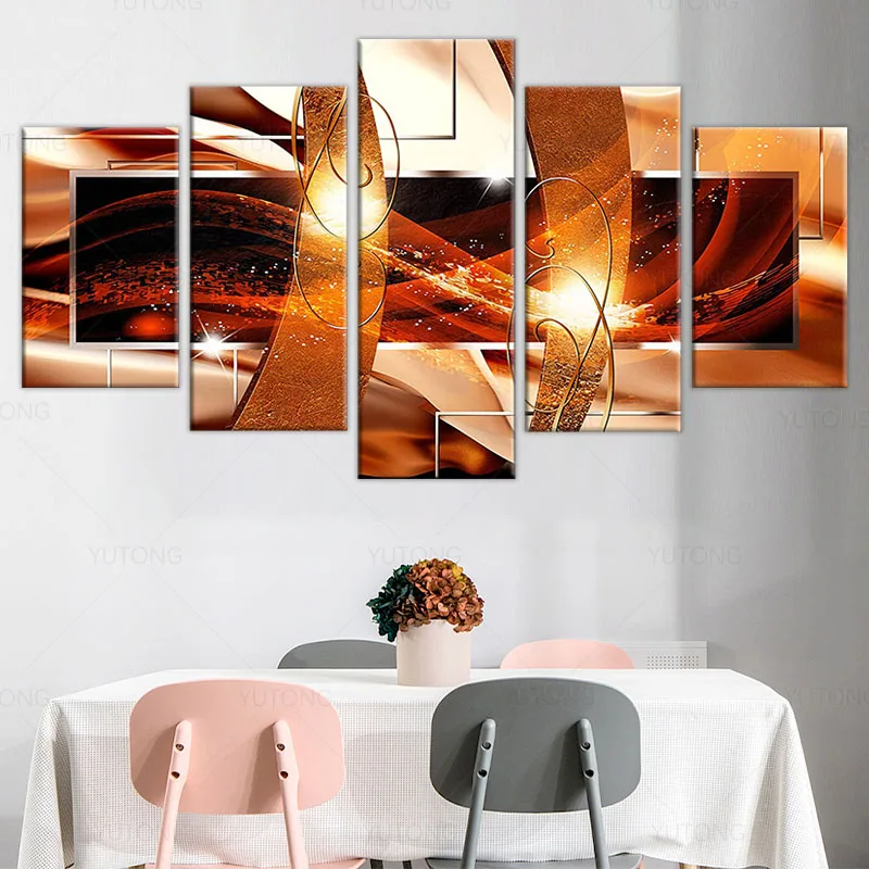 Abstract Wall Art Poster Red Gold Black Canvas Painting Print Picture ...