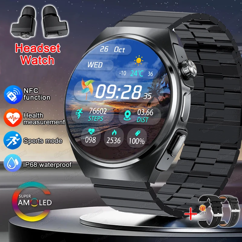 New-Smart-Watch-Headset-Two-In-One-Wireless-Bluetooth-Dual-Earbuds-Call ...