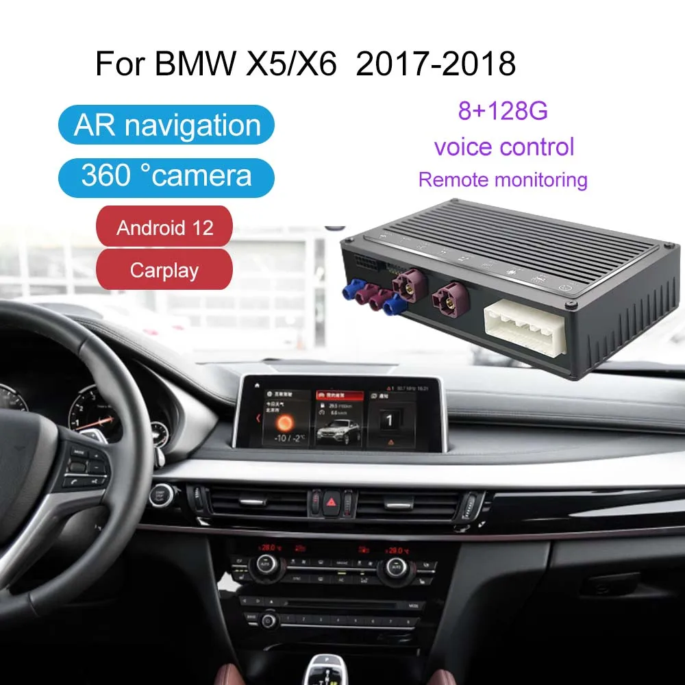 Android 12 Apple Carplay Android Auto Wireless Adapter Car Radio for BMW X5 X6 XDrive 28i 35i ...