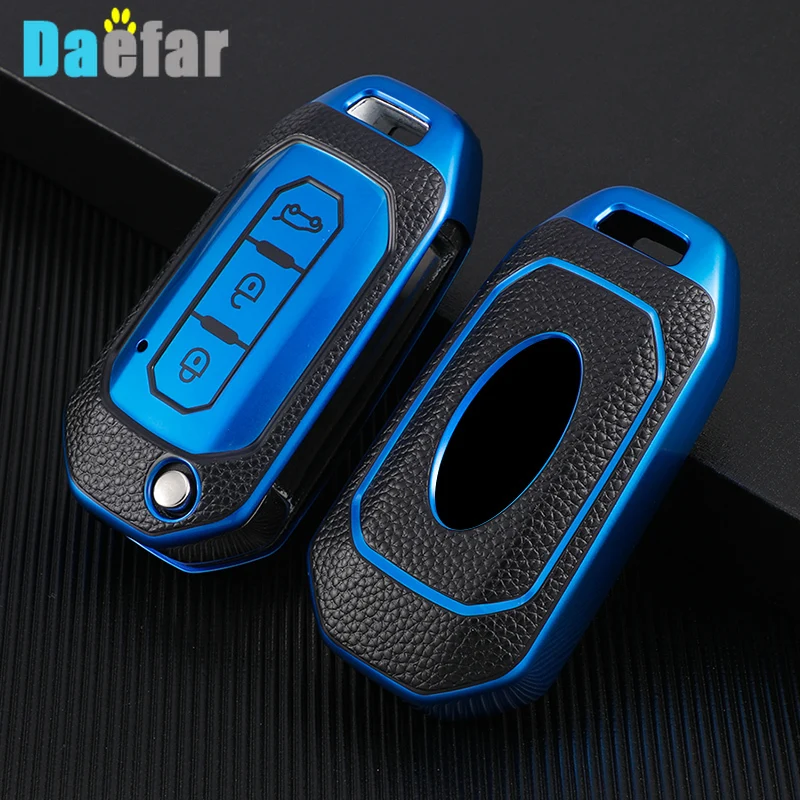 Leather Tpu Car Flip Key Cover Case For Ford Fusion Fiesta Escort ...