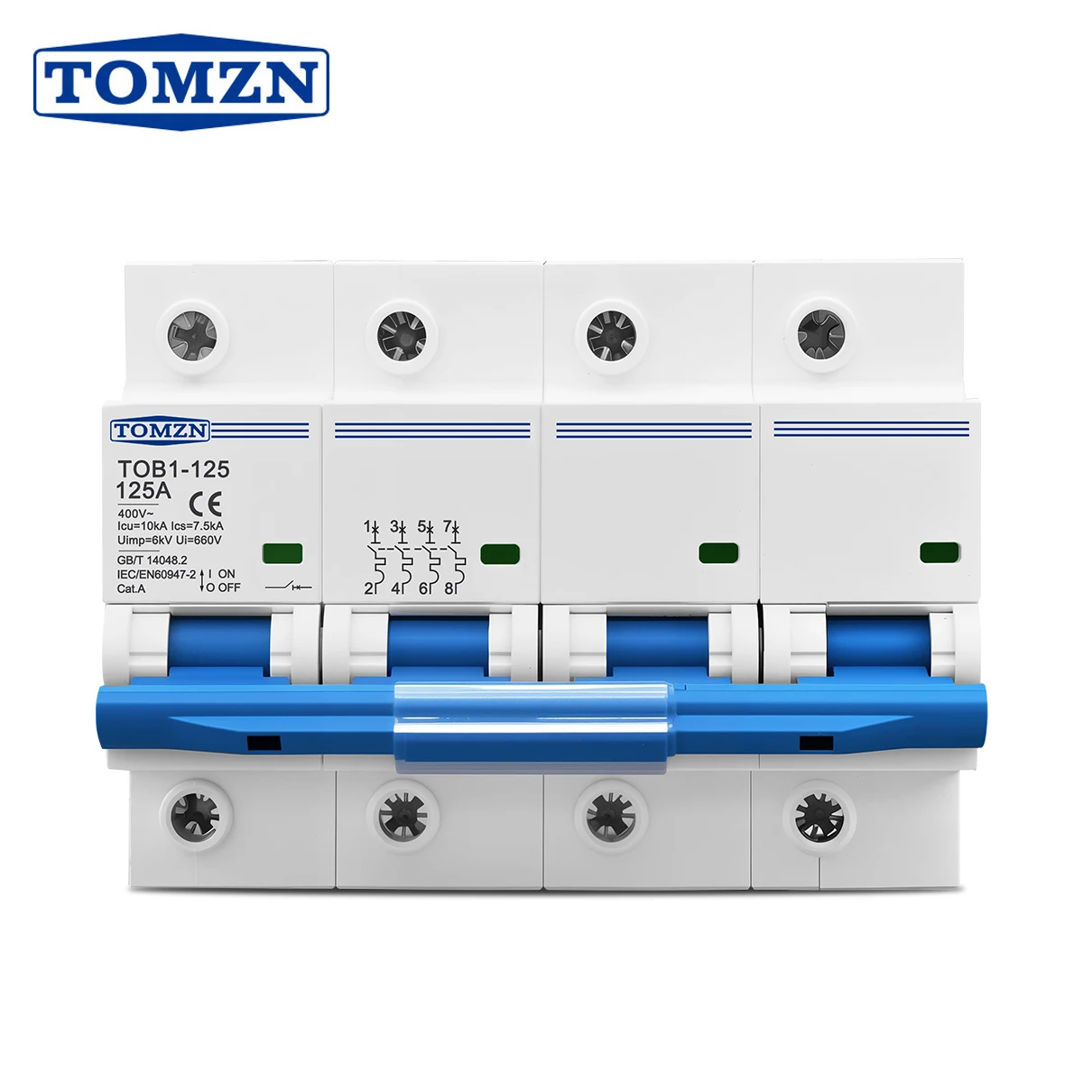 TOB1-125 4P 80A 100A 125A 220V/400V AC 50Hz/60Hz Circuit breaker MCB ...