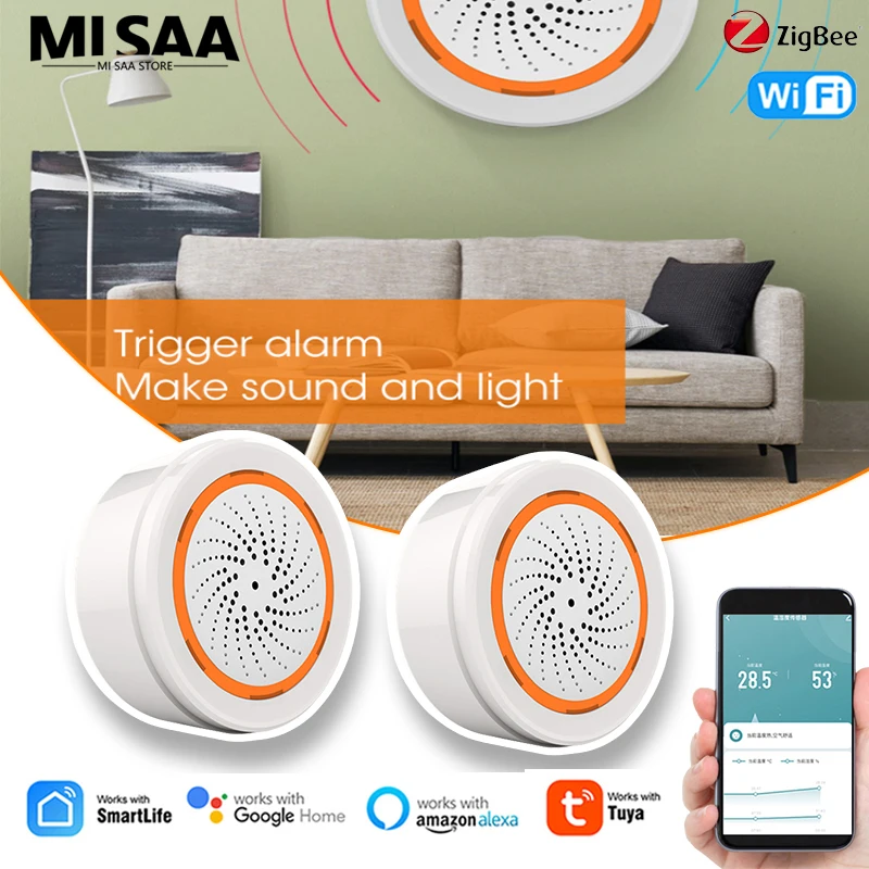 NEO-ZigBee-Tuya-Smart-Siren-Alarm-Sensor-90dB-Sound-Light-Sensor-USB ...