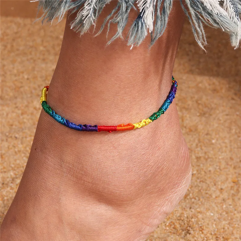Aihua-Bohemia-Colorful-Anklets-for-Women-Braided-Rainbow-Foot-Rope ...