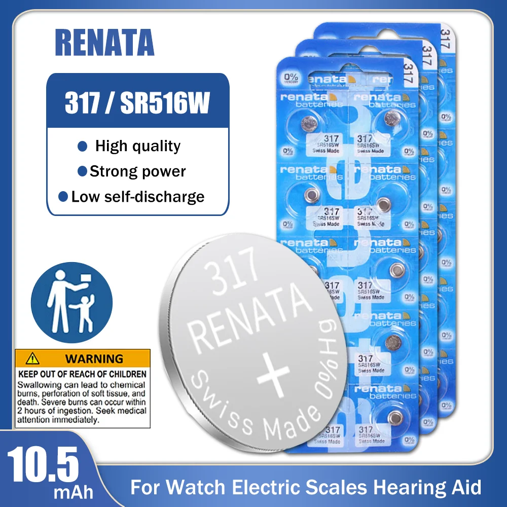 1.55V Original Renata 317 SR516SW D317 V317 SR62 Silver Oxide Battery ...