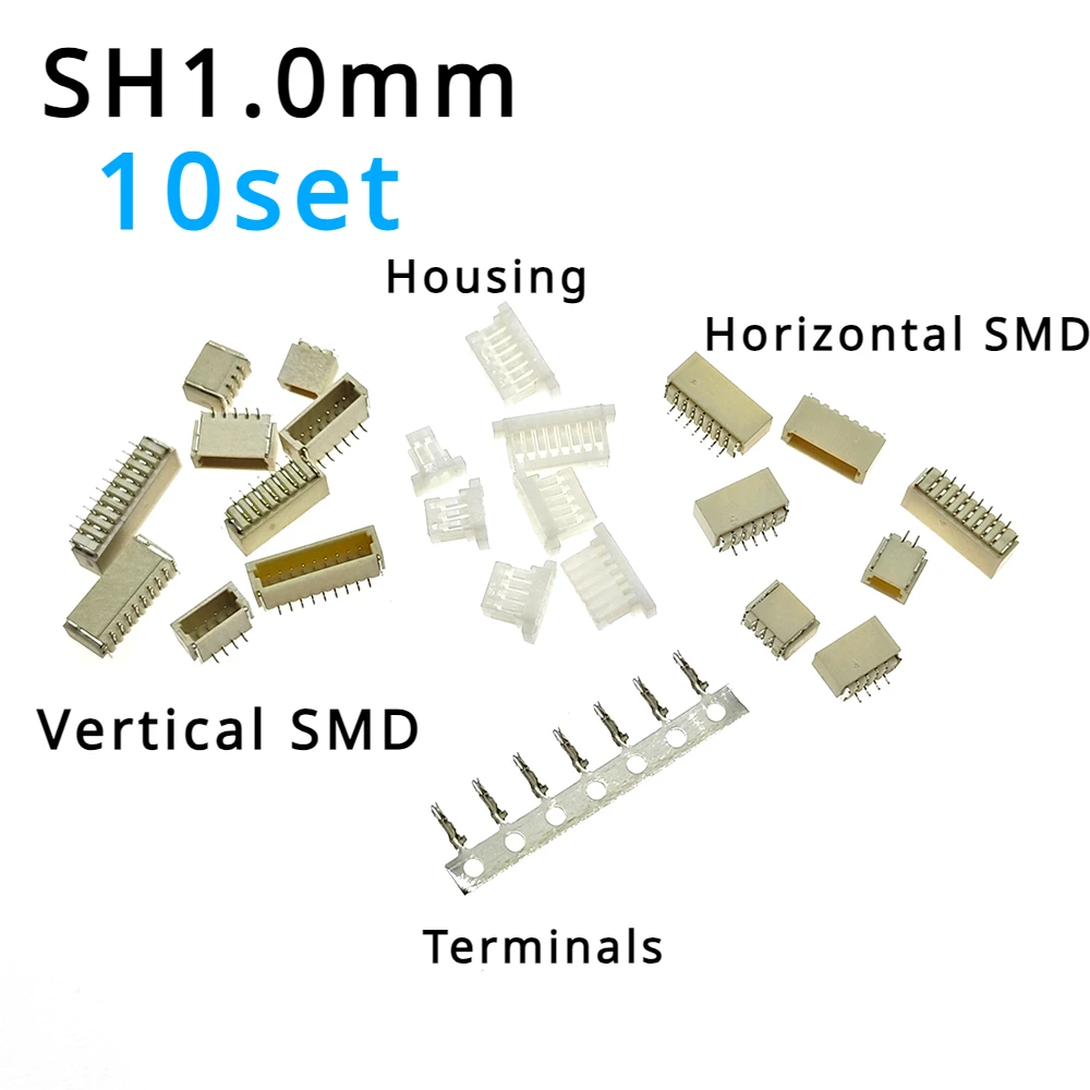 10set-SH1-0-1-0mm-Pitch-Connector-SMT-Vertical-SMD-Horizontal-Type ...