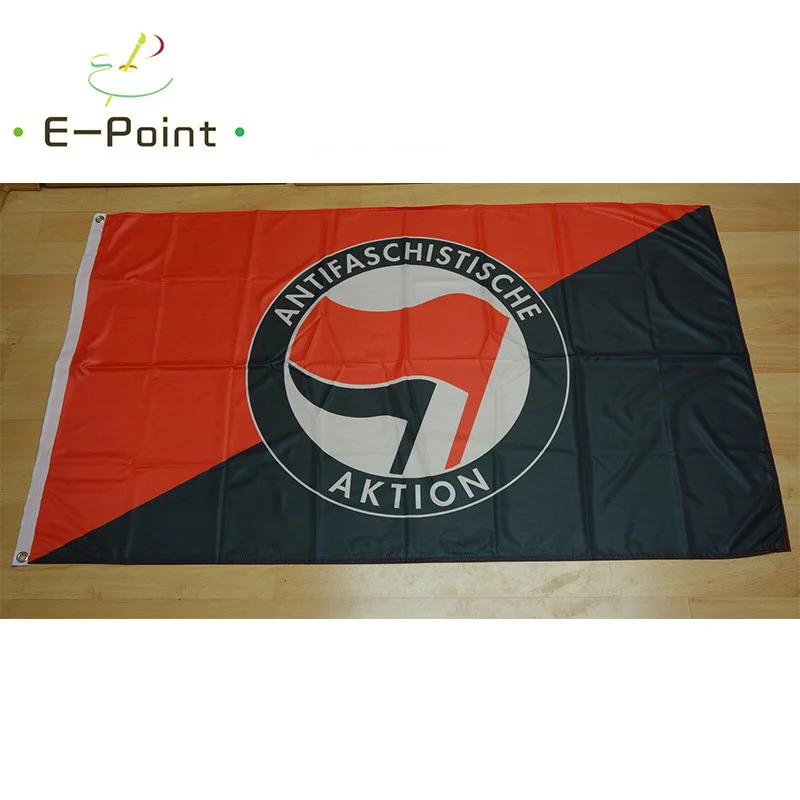 Flag Anti Fascist Action Red Black 2ft*3ft (60*90cm) 3ft*5ft (90*150cm ...