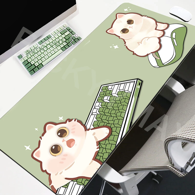 Matcha-Green-Mousepads-Kawaii-Cat-Desk-Pads-Gamer-Mousepad-Cute-Large ...