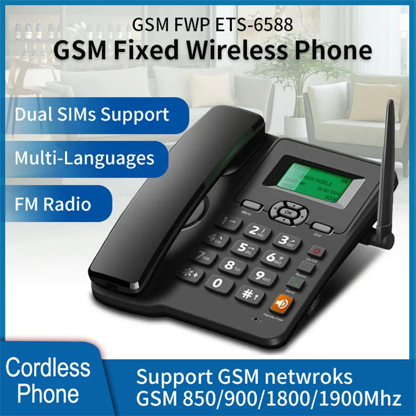 ETS-6588-Cordless-Phone-Desktop-Telephone-Support-GSM-850-900-1800 ...