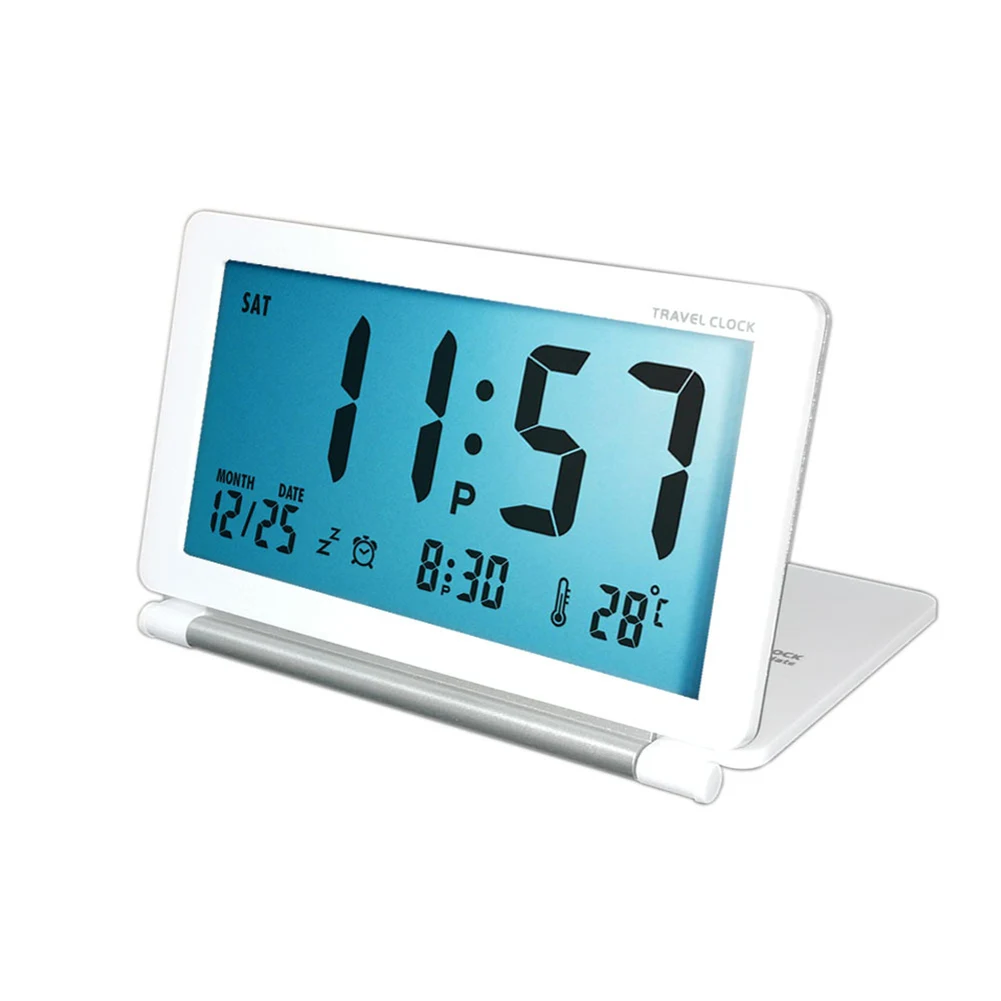 Digital Travel Alarm Clock Battery Operated LCD Clock with Date ...