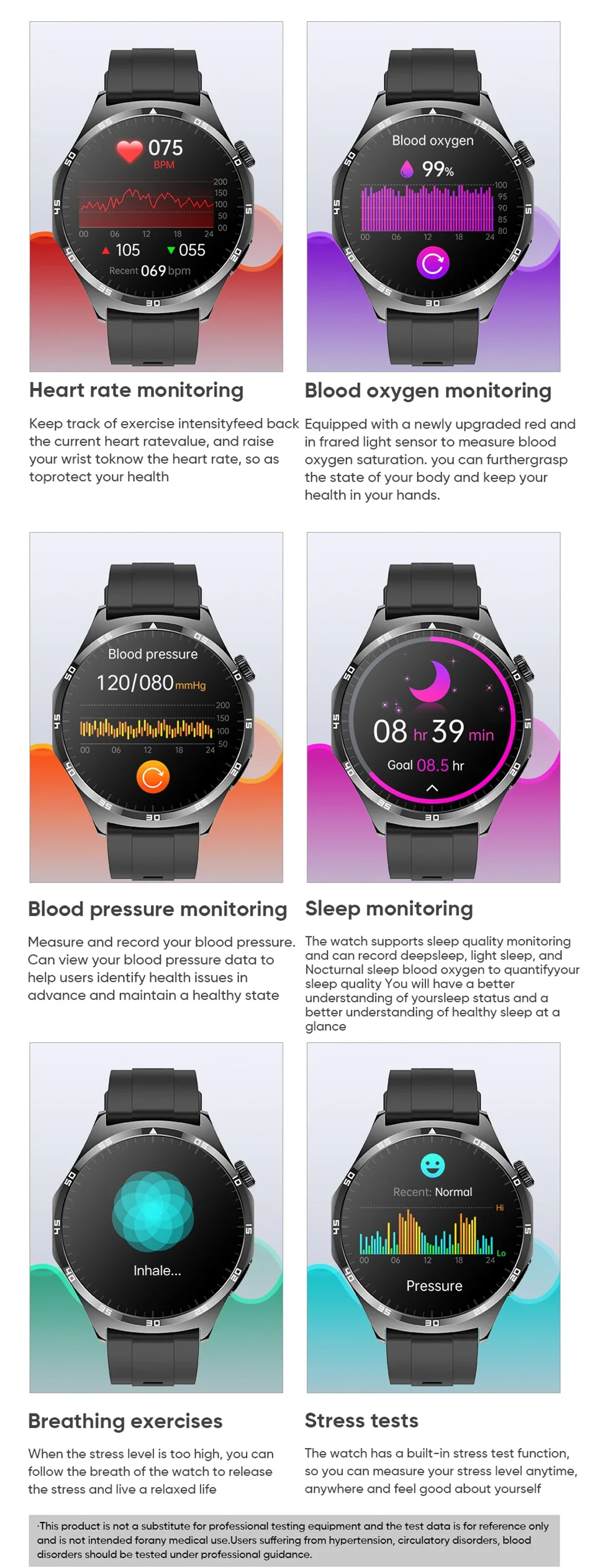 Blood Sugar Smart Watch Health ECG+PPG Blood Body Component Monitor ...