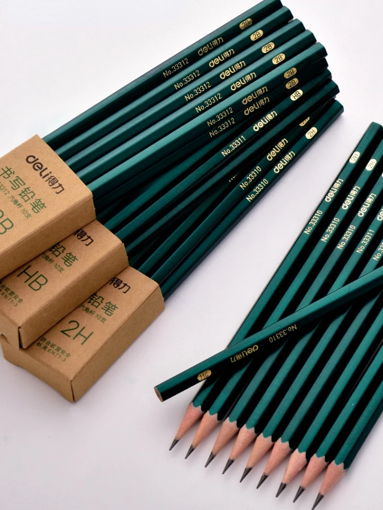 Crayon graphite,Crayon Hexagonal en tilleul, 2H-HB-2B, 10 pièces, pour ...