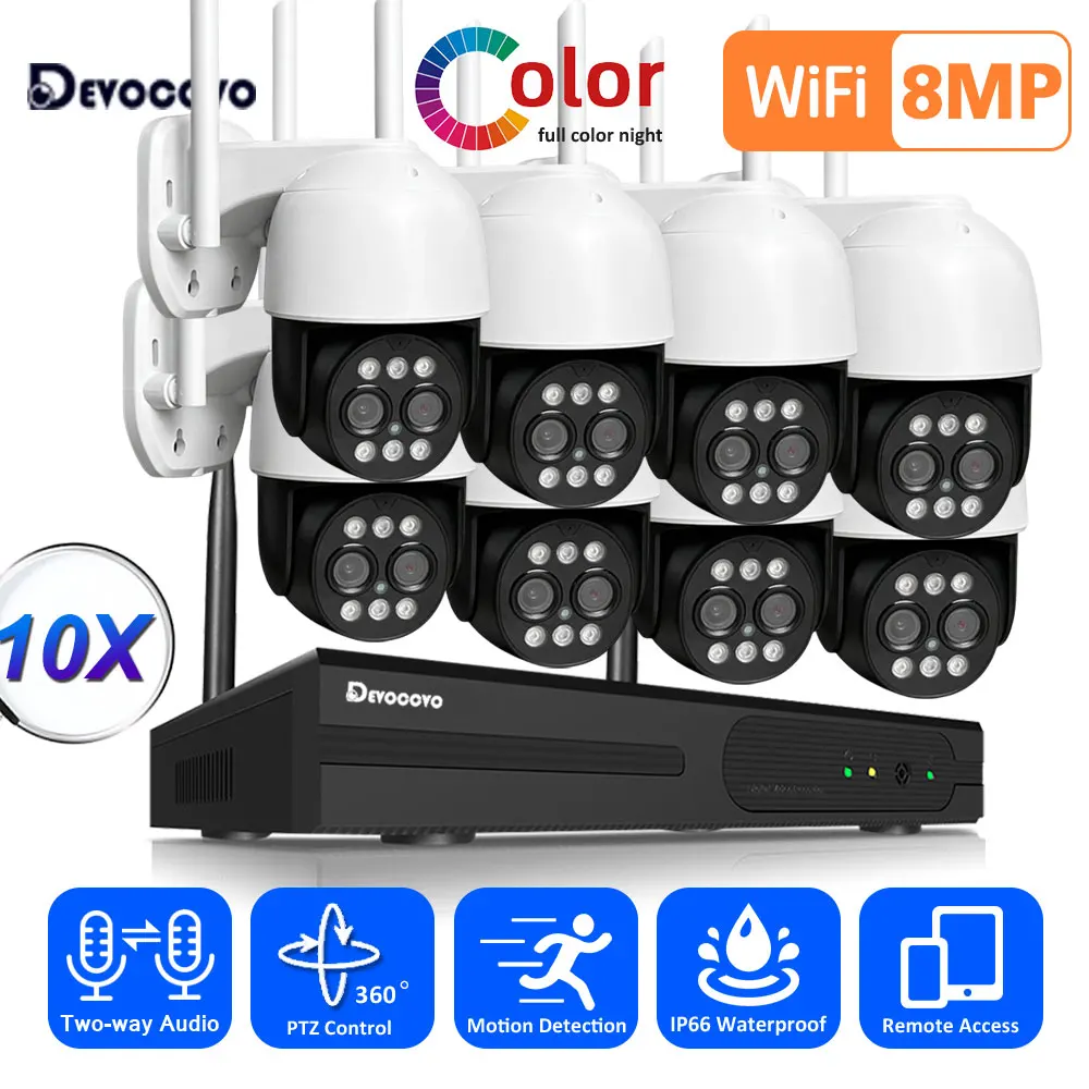 8CH 4K Dual Lens Wireless CCTV Camera System Ai Auto Tracking PTZ IP ...